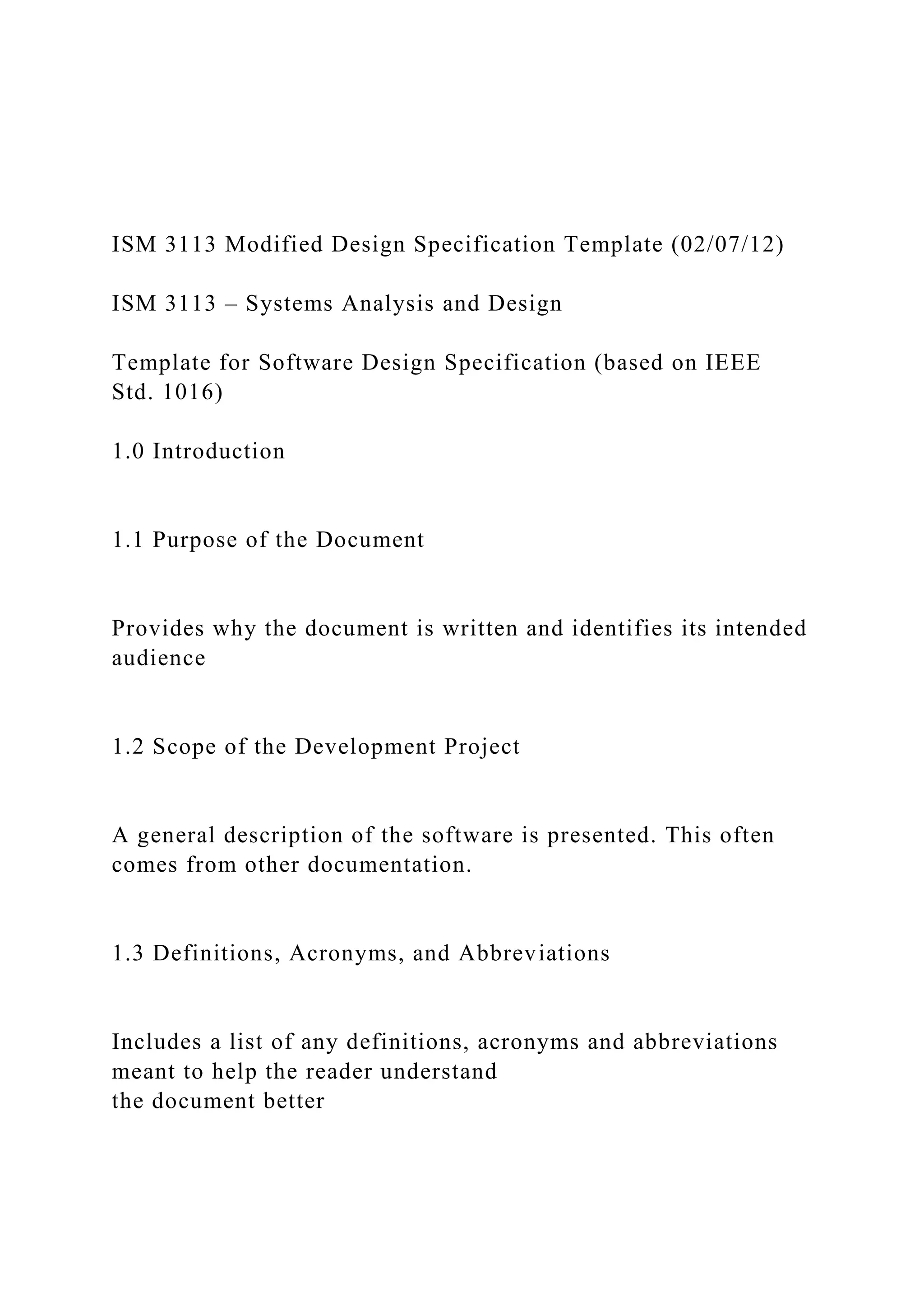 ISM 3113 Modified Design Specification Template (020712) .docx