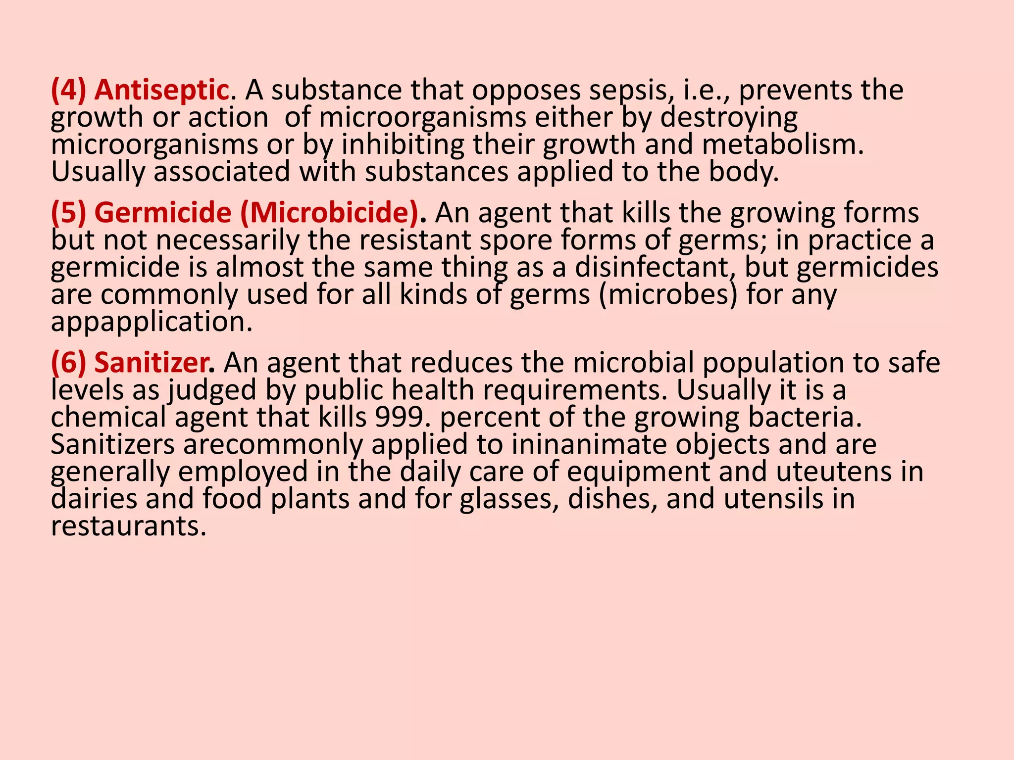Control of microorganism by the chemical agents. | PPTX