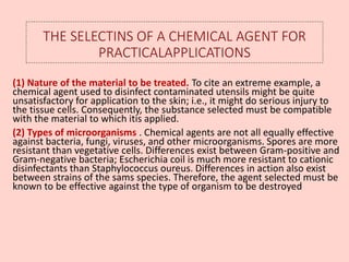 Control of microorganism by the chemical agents. | PPTX