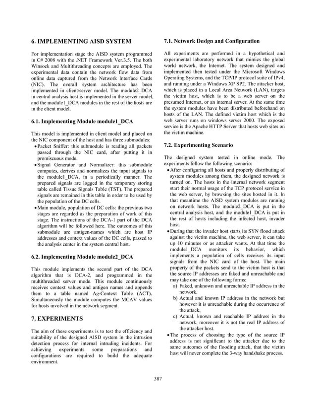 Design and Implementation of Artificial Immune System for Detecting Flooding Attacks | PDF ...