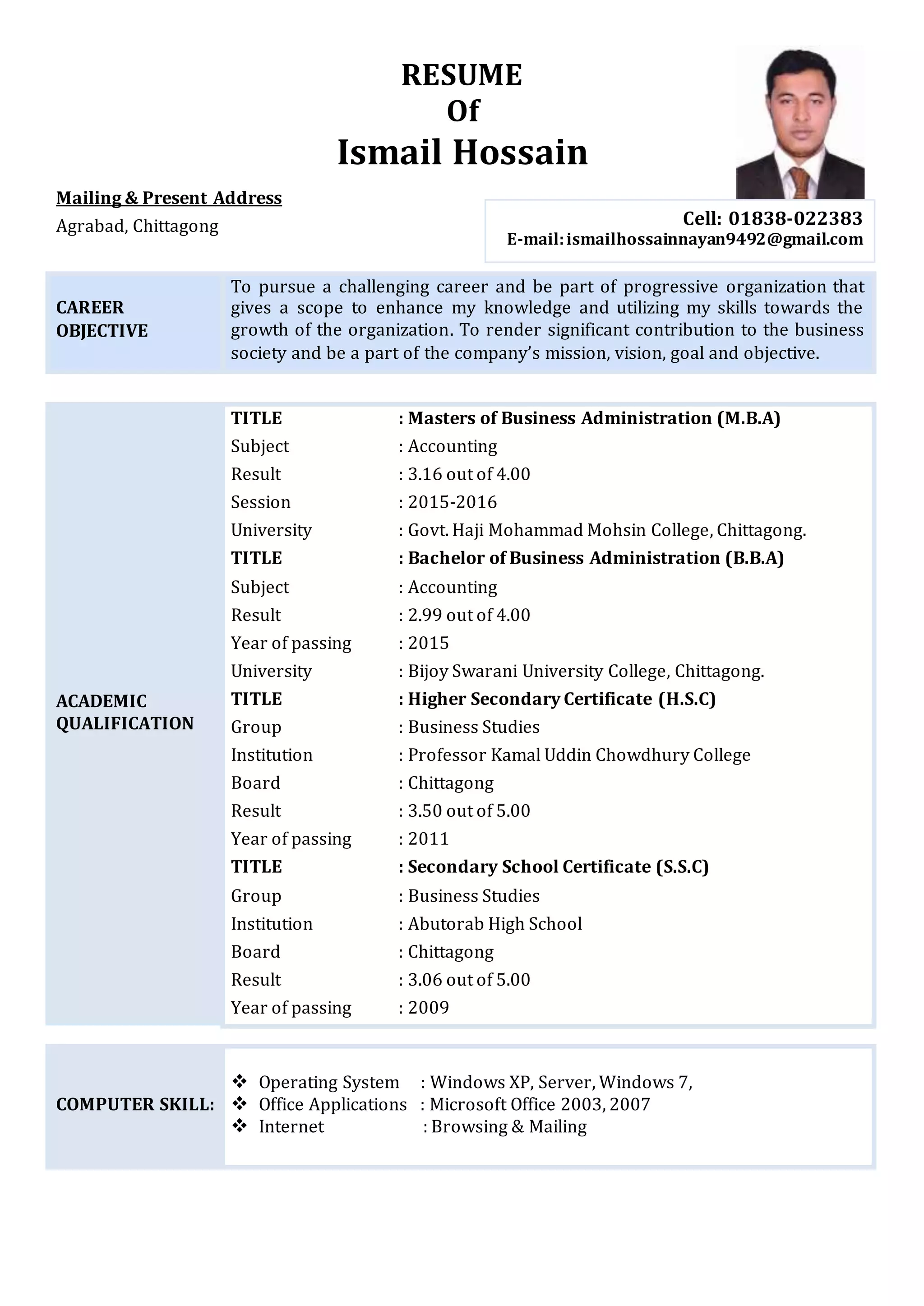 Ismail hossain cv 2 page 2 | DOCX