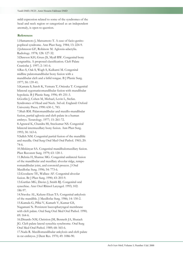 2.Ismail Yazdi anda Amir Hossein Fakhraee Congenital Fusion of Maxilla ...