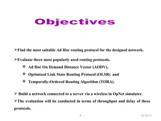 COMPARISON OF ROUTING PROTOCOLS FOR AD HOC WIRELESS NETWORK WITH MEDICAL DATA | PPT