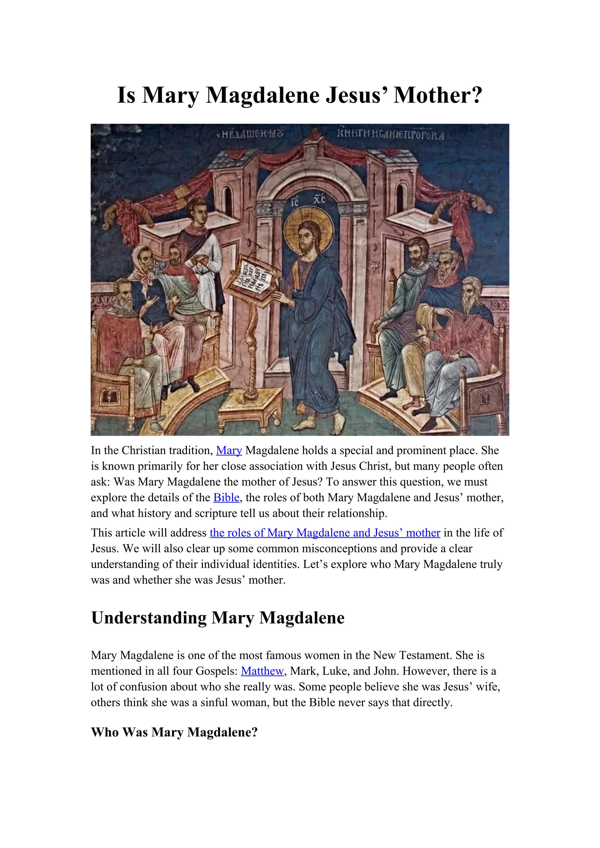 Is Mary Magdalene Jesus’ MotherMary Magdalene holds a special and ...