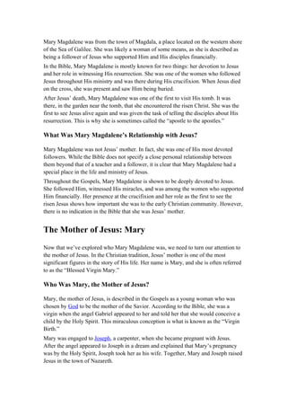 Is Mary Magdalene Jesus’ MotherMary Magdalene holds a special and ...