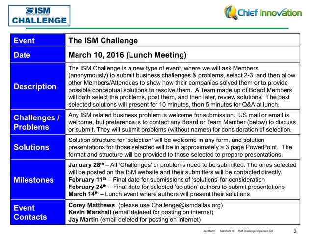 ISM Challenge | PPT