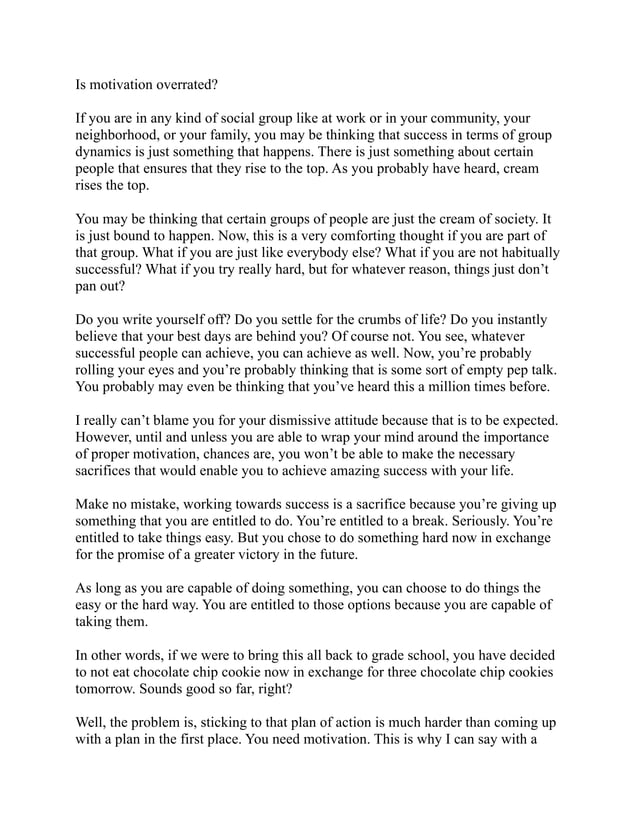 Is Motivation Overrated? | PDF