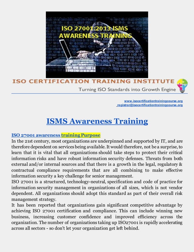 ISO 27001 Training | ISMS Awareness Training | DOCX | Business ...