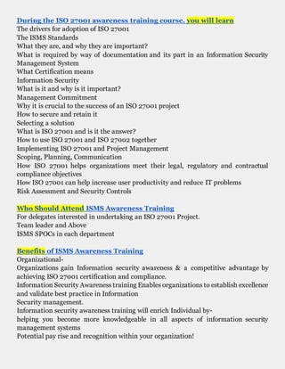 ISO 27001 Training | ISMS Awareness Training | DOCX | Business ...