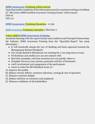 ISO 27001 Training | ISMS Awareness Training | DOCX | Business ...