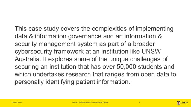 Implementing Data Governance & ISMS in a University | PPT | Free Download