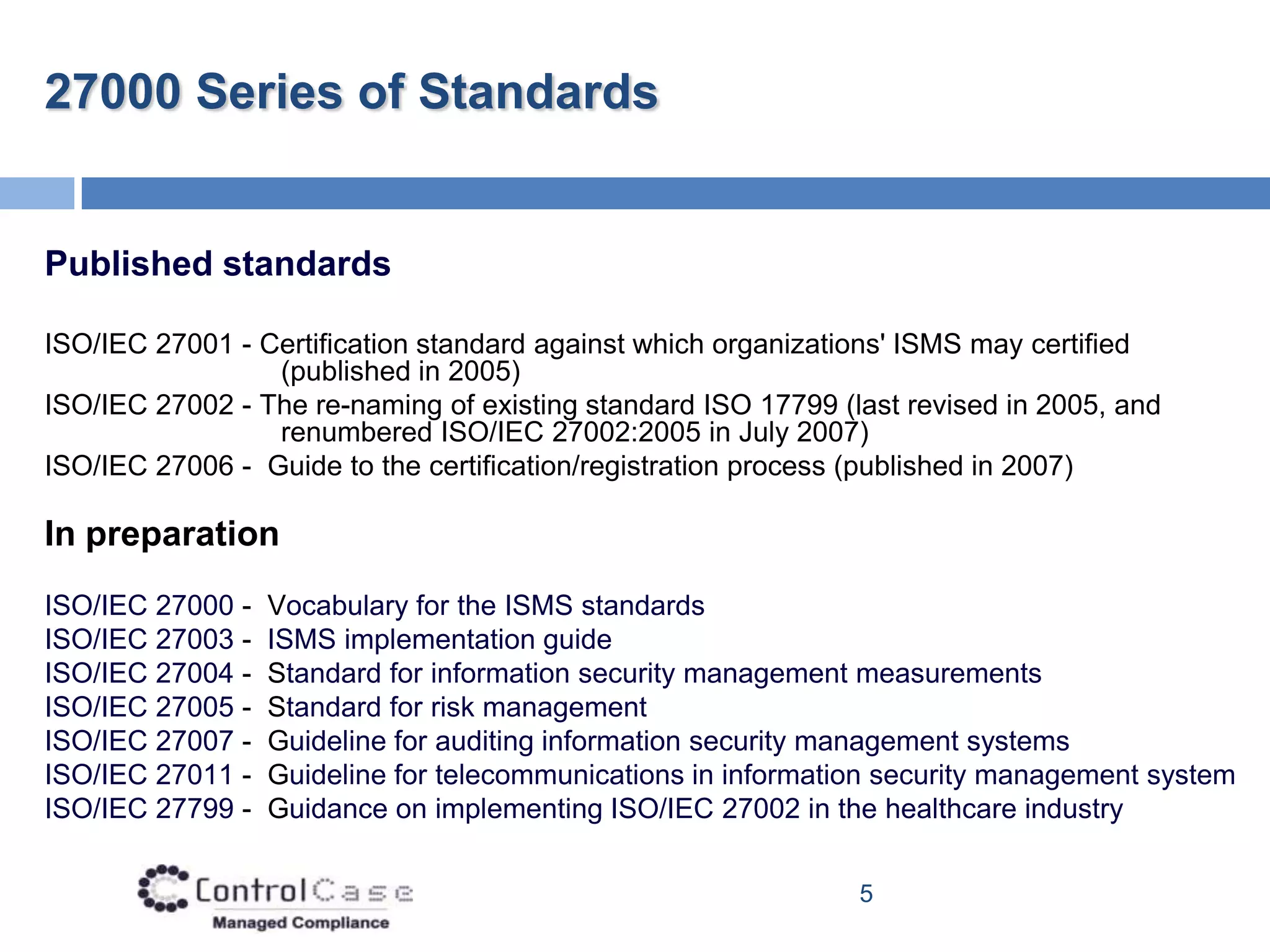 Information Security Management System ISO/IEC 27001:2005 | PPTX