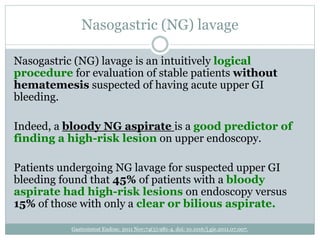 Is nasogastric tube lavage in patients with acute upper gi bleeding ...