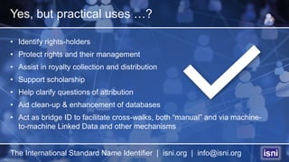 ISNI : a persistent identifier for creatives and associated ...