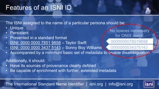 ISNI : a persistent identifier for creatives and associated ...