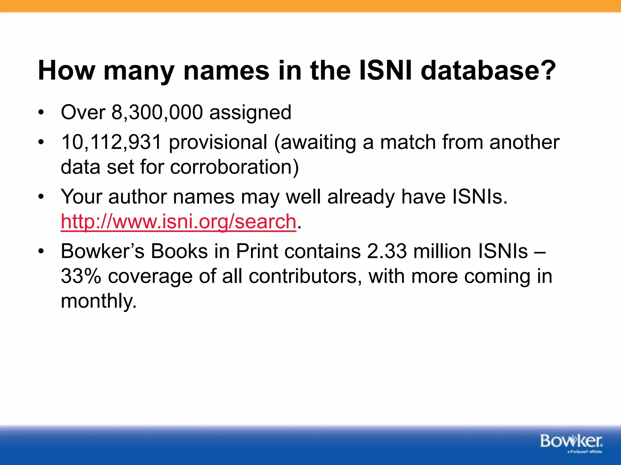 The International Standard Name Identifier (ISNI): A Close Look, with ...