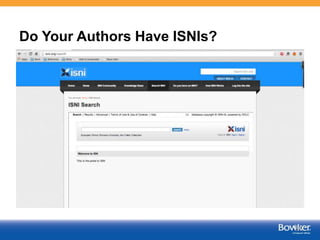 The International Standard Name Identifier (ISNI): A Close Look, with Laura Dawson, Product ...
