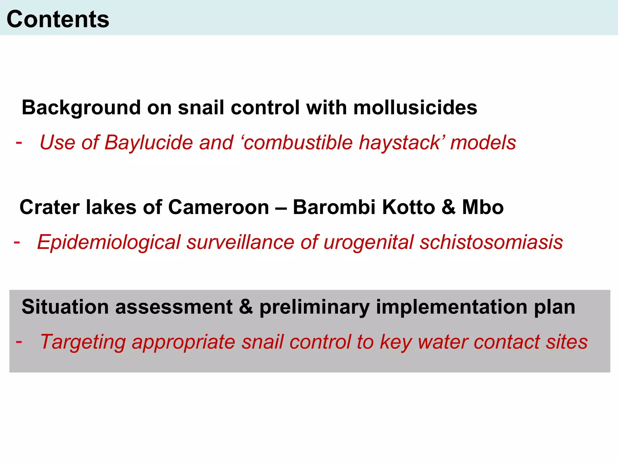 Interrupting Schistosomiasis Transmission: Taking sensible steps in ...
