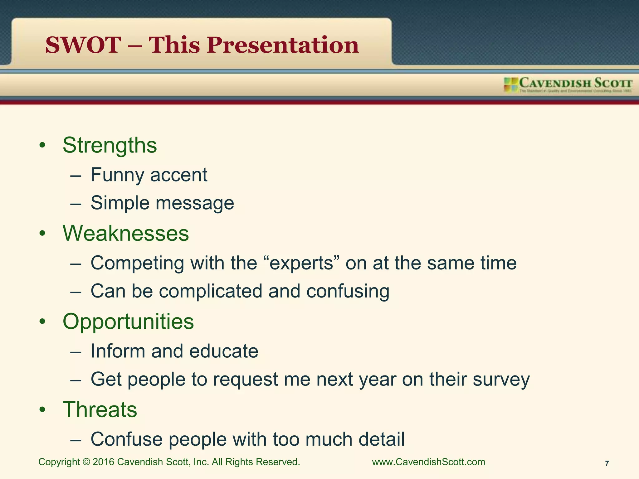 Getting The Contex Right: Using Simple SWOT Analysis to Address ISO ...