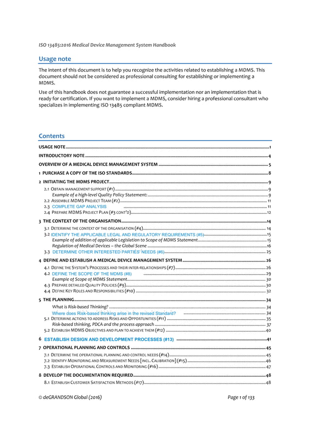 ISO 13485 Implementation Guide for Medical Device Management Systems (MDMS) | PDF | Business ...