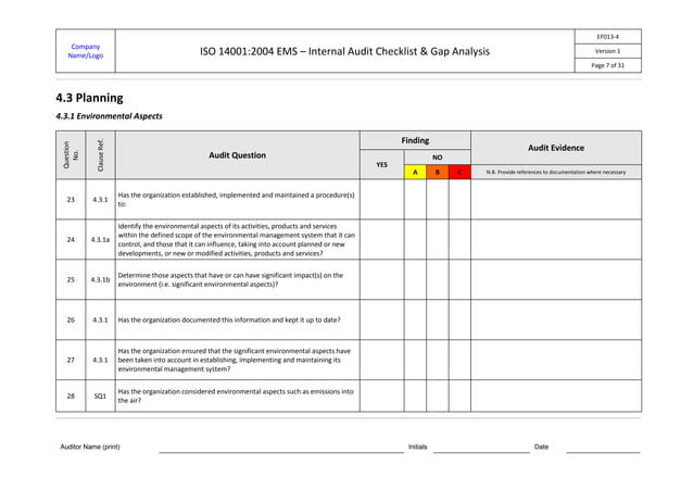 Iso 14001-ems-internal-audit-checklist-example ok | PPT Iso 14001-ems-internal-audit-checklist-example ok | PPT