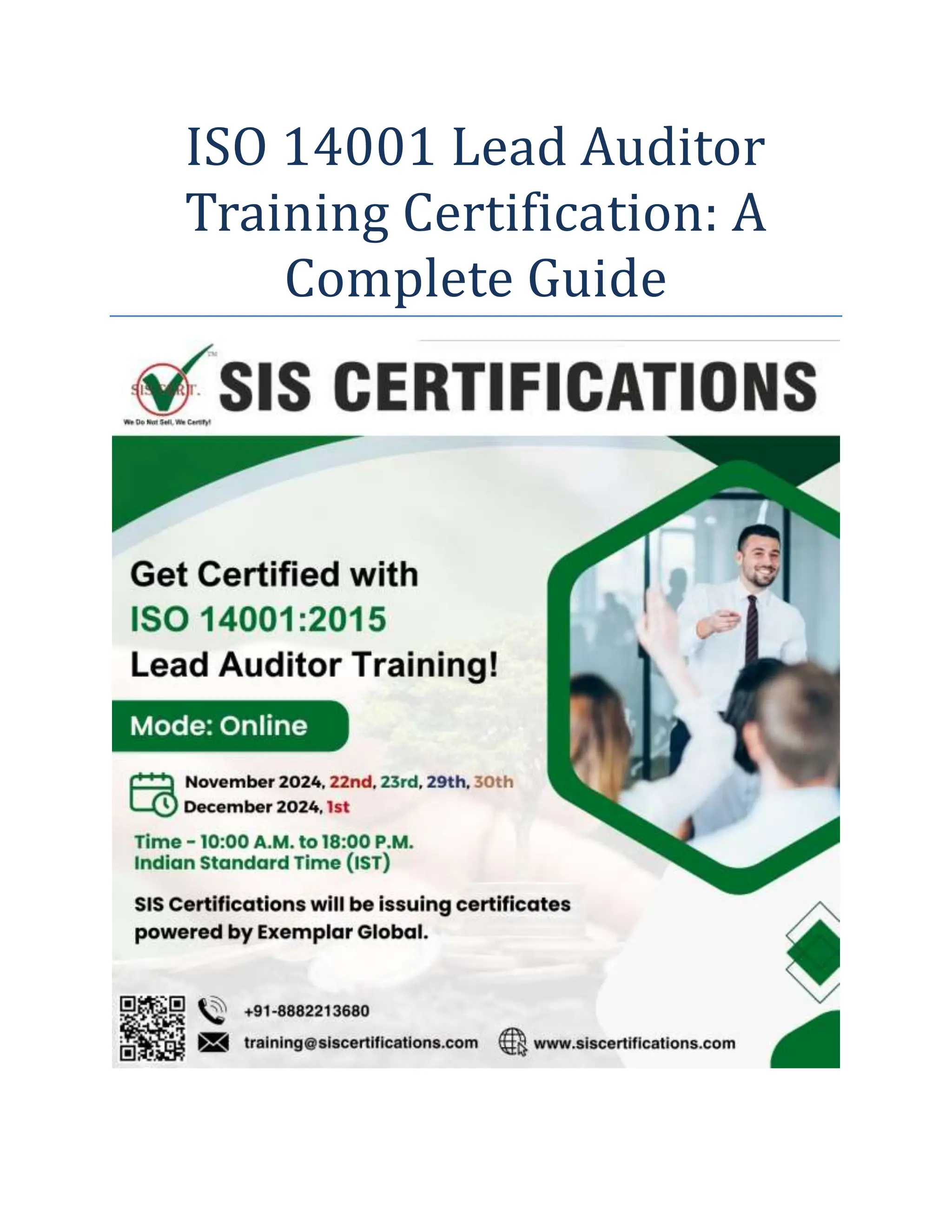ISO 14001 Lead Auditor Training Certification: A Complete Guide | PDF