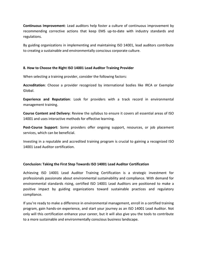 ISO 14001 Lead Auditor Training Certification: A Complete Guide | PDF
