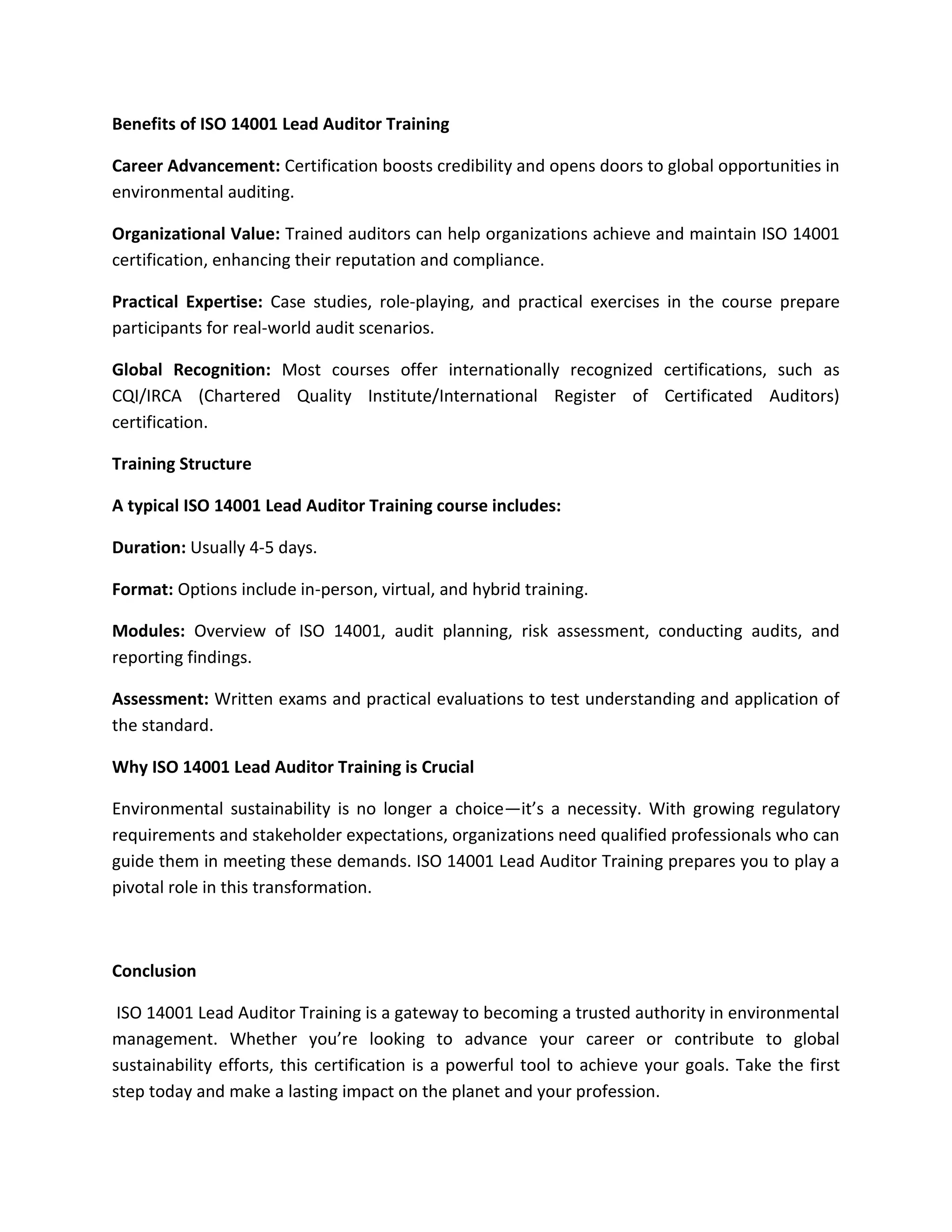 ISO 14001 Lead Auditor Training: Elevating Environmental Auditing ...