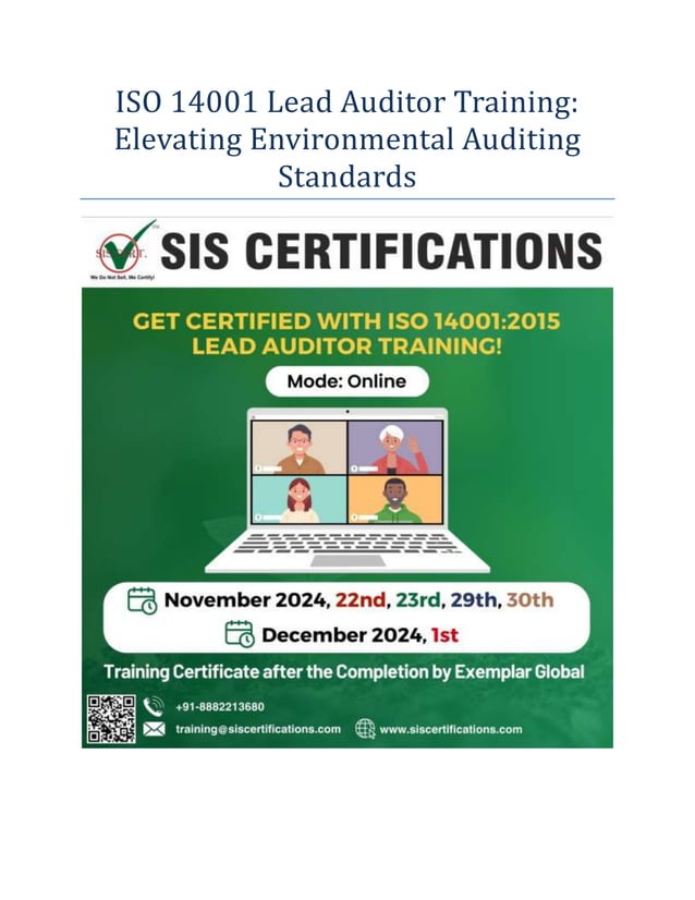 ISO 14001 Lead Auditor Training: Elevating Environmental Auditing Standards | PDF