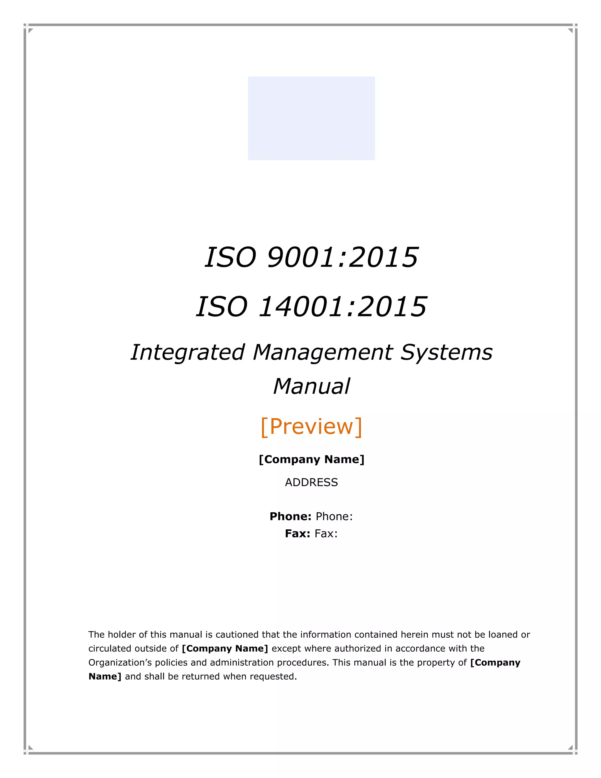 Integrated Management System Manual Template (Preview) | PDF
