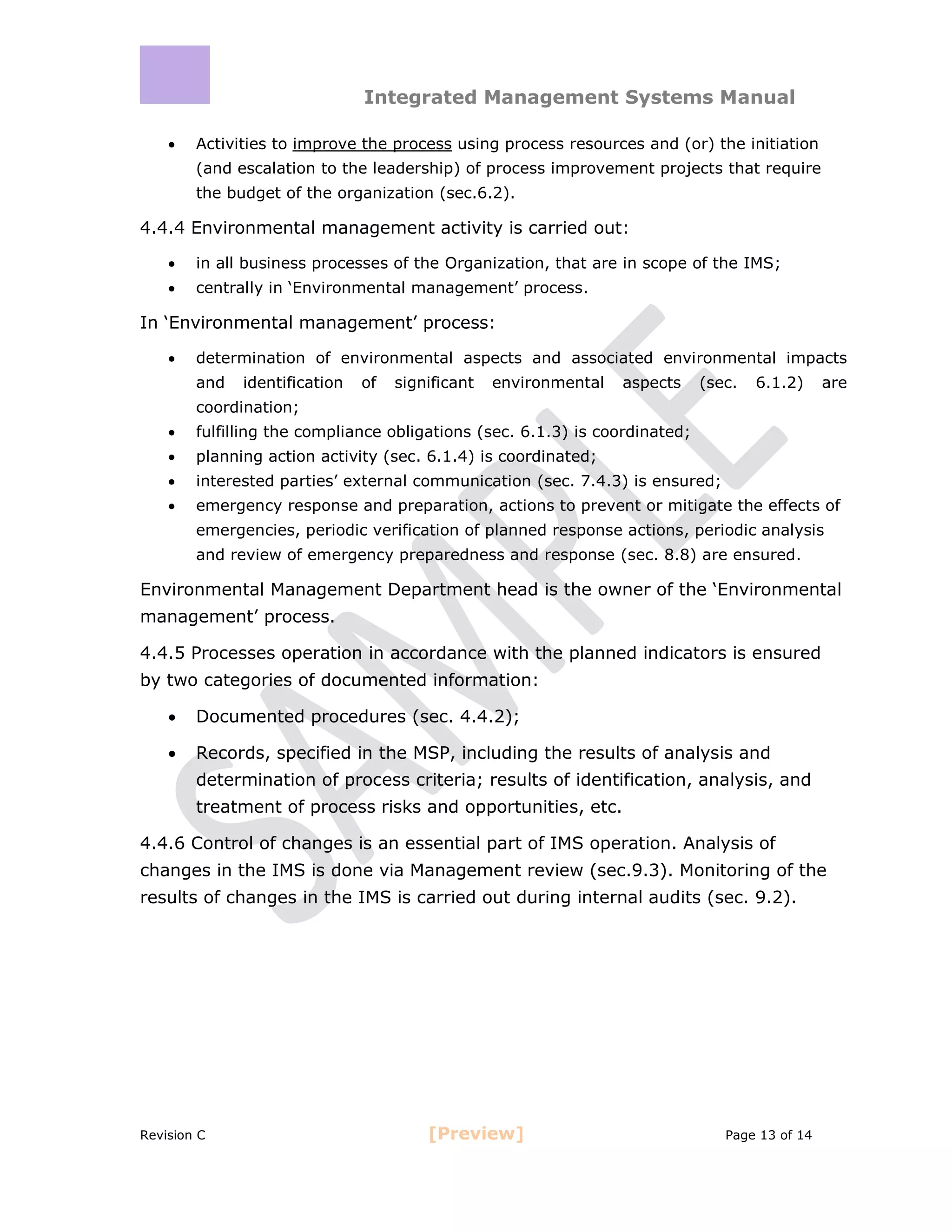 Integrated Management System Manual Template (Preview) | PDF