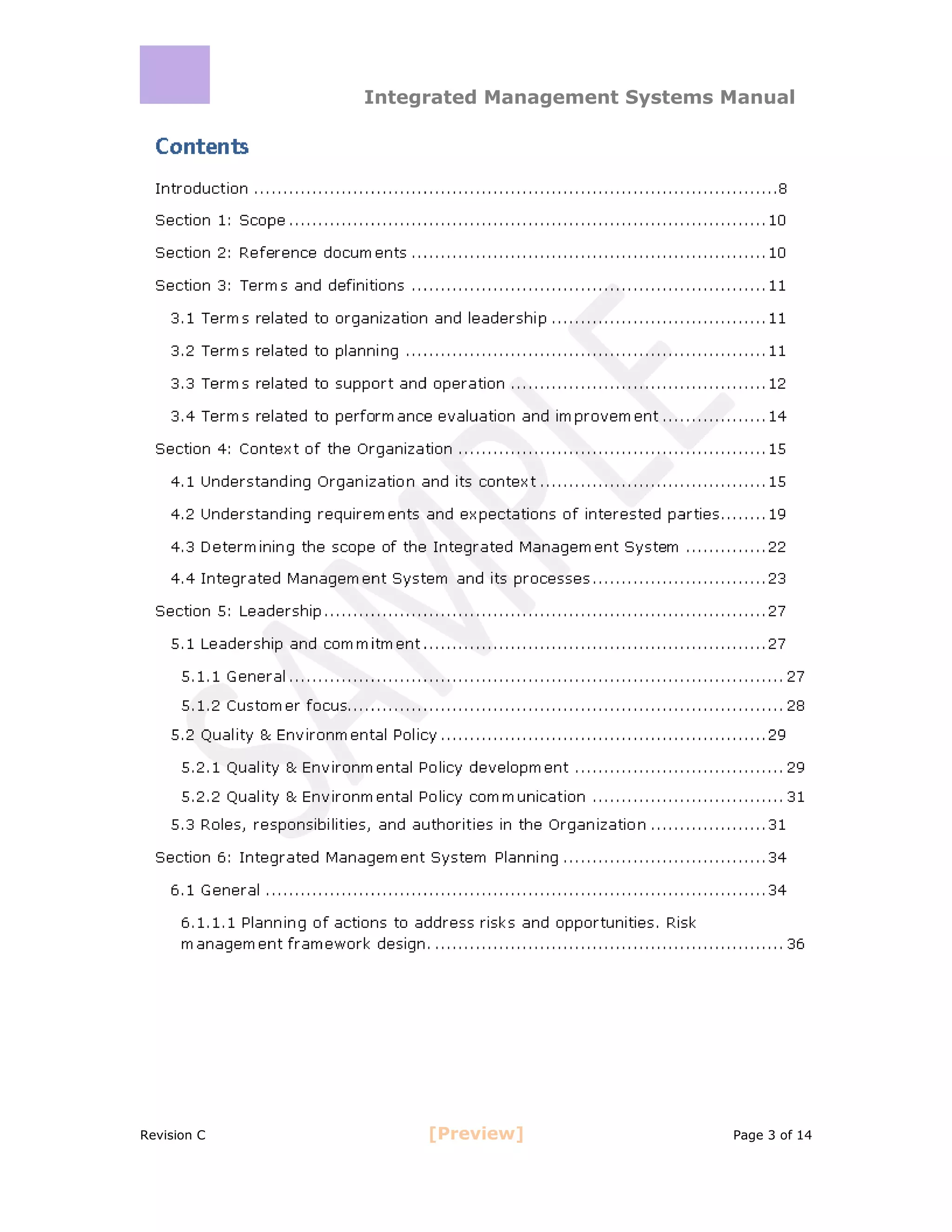 Integrated Management System Manual Template (Preview) | PDF