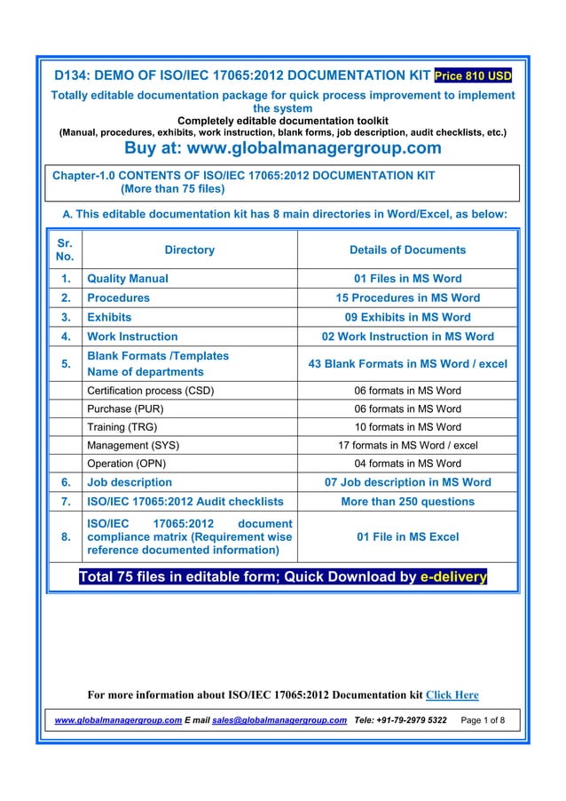 ISO 17065 Documents by Global Manager Group | PDF