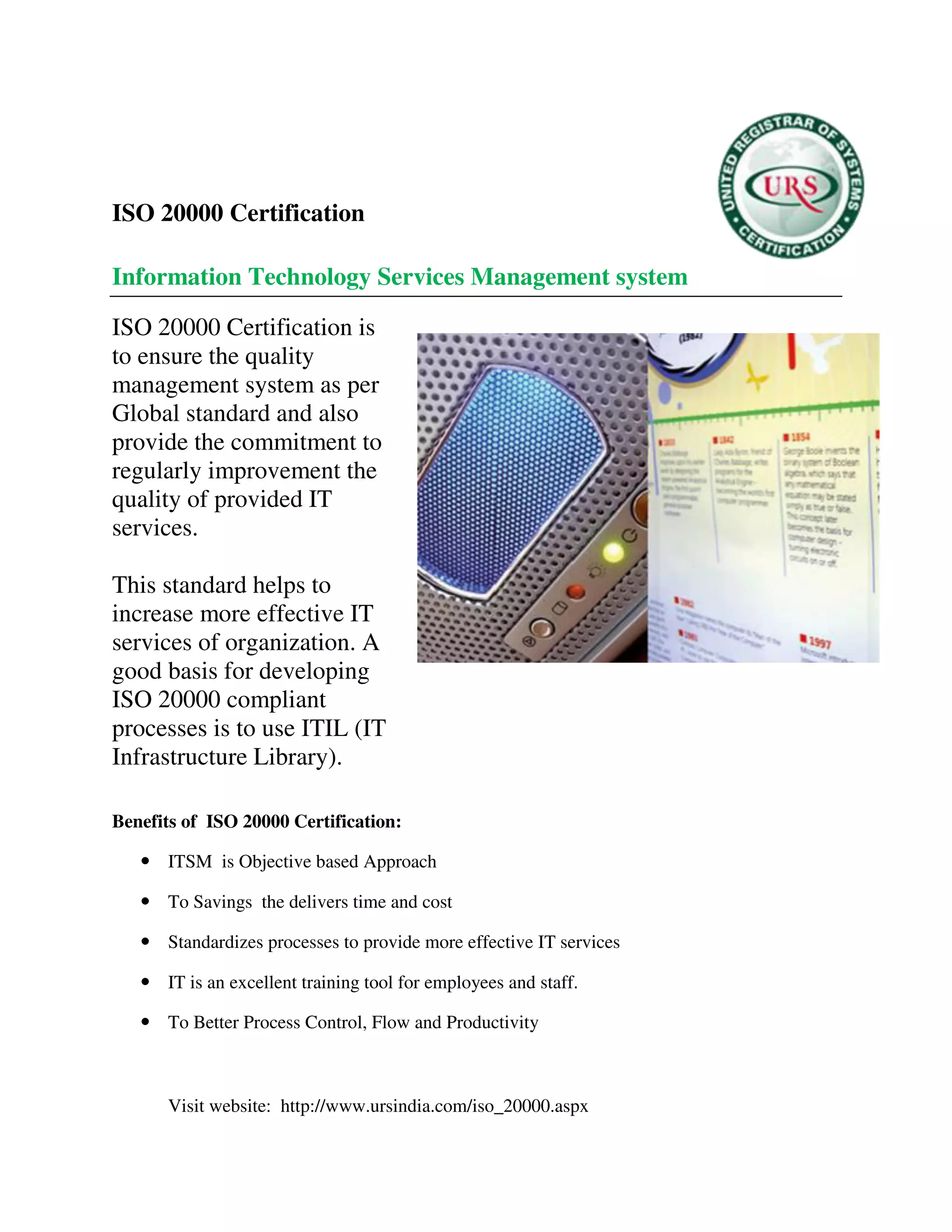 Iso 20000 certification by URS | PDF