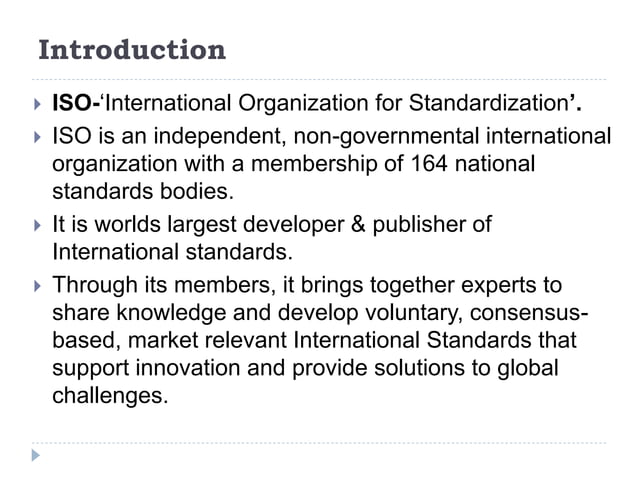 ISO INTERNATIONAL ORGANIZATION FOR STANDARDIZATION | PPTX