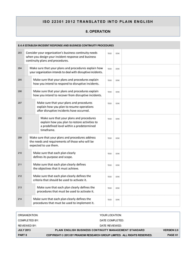 Iso 22301-checklist | PDF