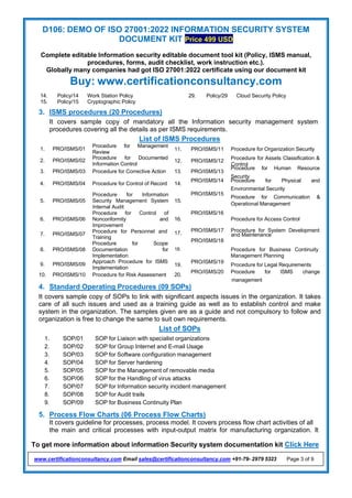 ISO 27001 2022 ISMS Documents-Manual, Checklist, Procedures | PDF