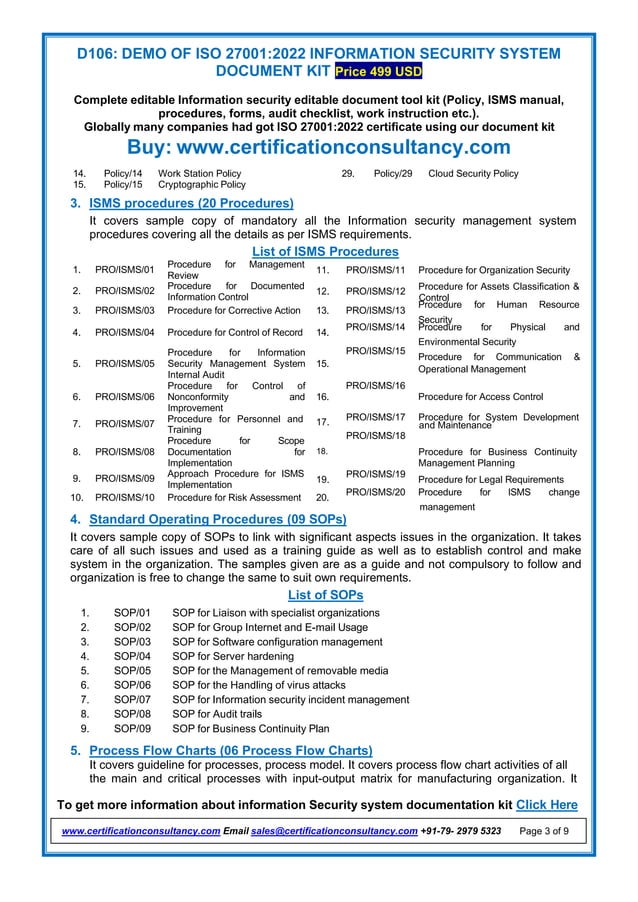 ISO 27001 2022 ISMS Documents-Manual, Checklist, Procedures | PDF
