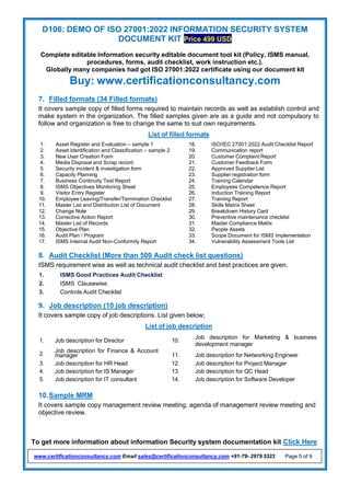 ISO 27001 2022 ISMS Documents-Manual, Checklist, Procedures | PDF