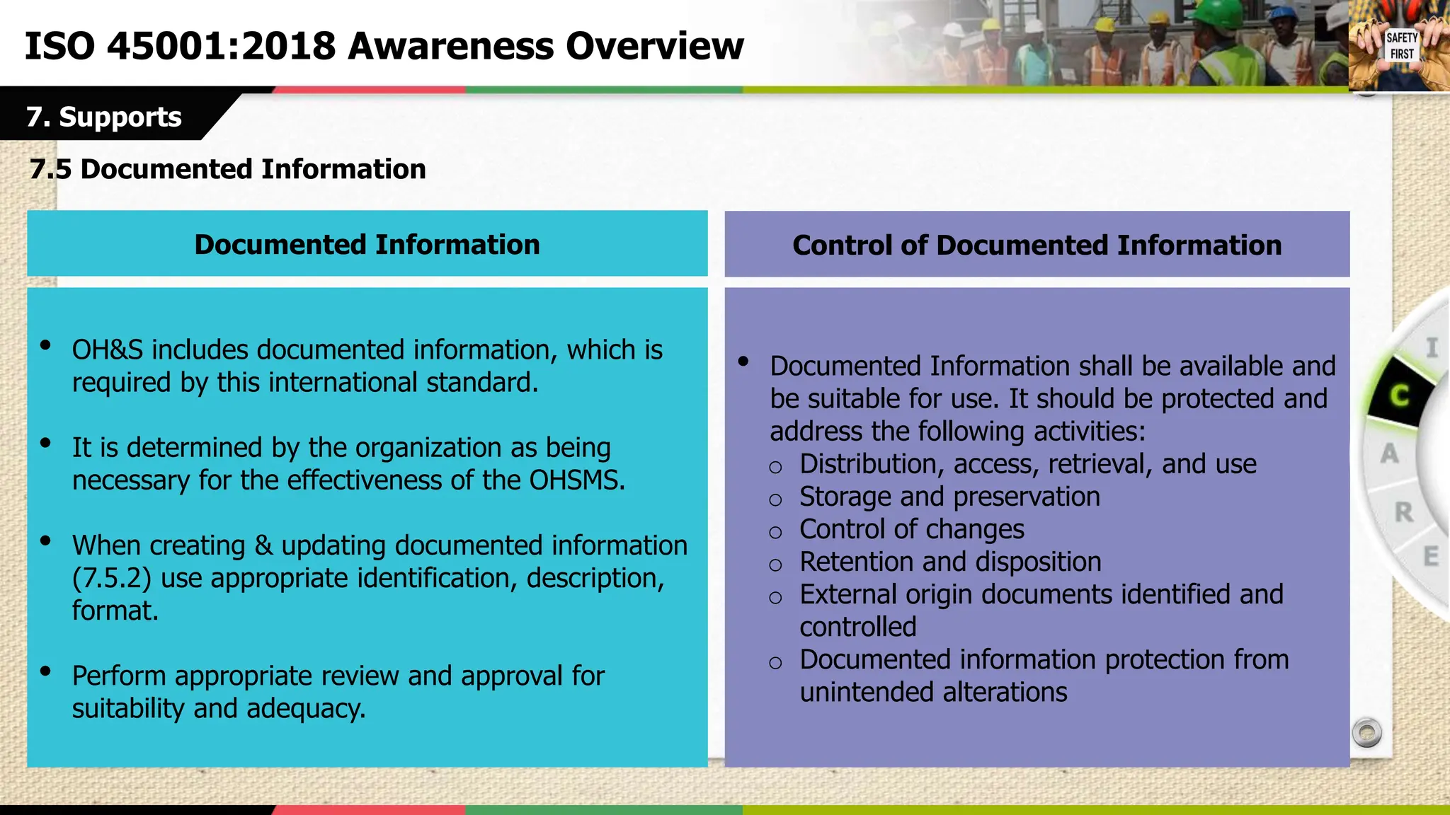 -occupational health and safety management system standard requirementISO-45001-2018 AWARENESS ...