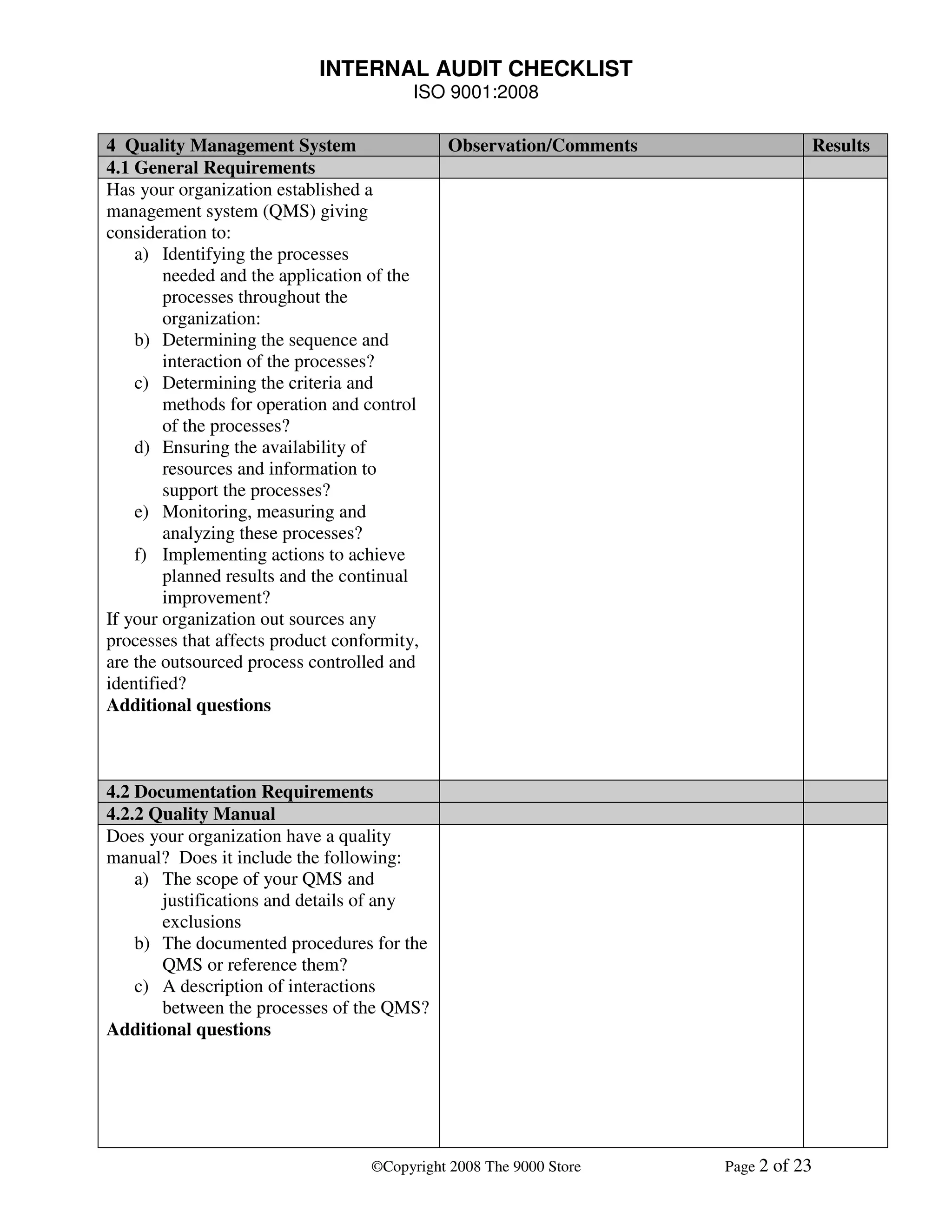 Iso 9001-internal-audit-checklist | PDF