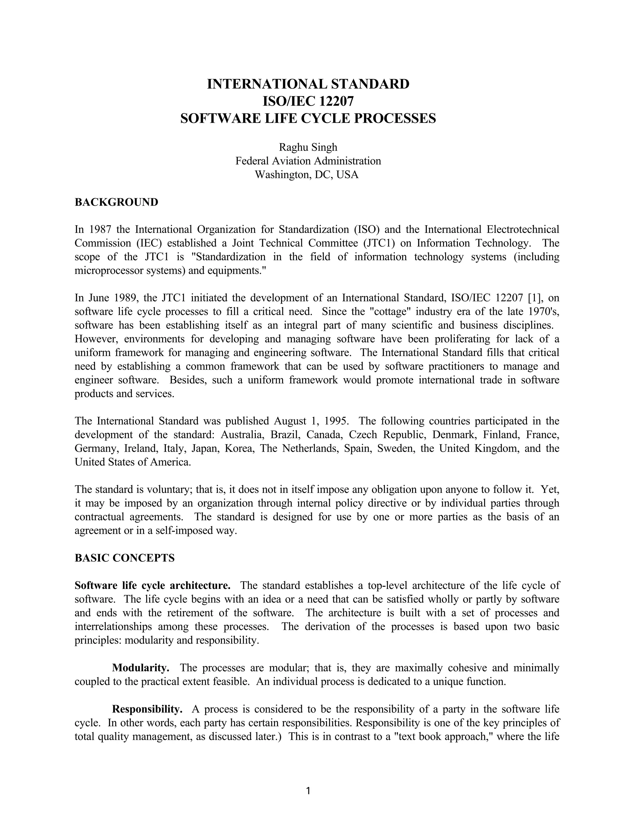 Iso iec 12207 software life cycle processes | PDF