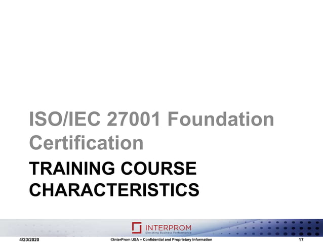 Iso iec 27001 foundation training course by interprom | PPT