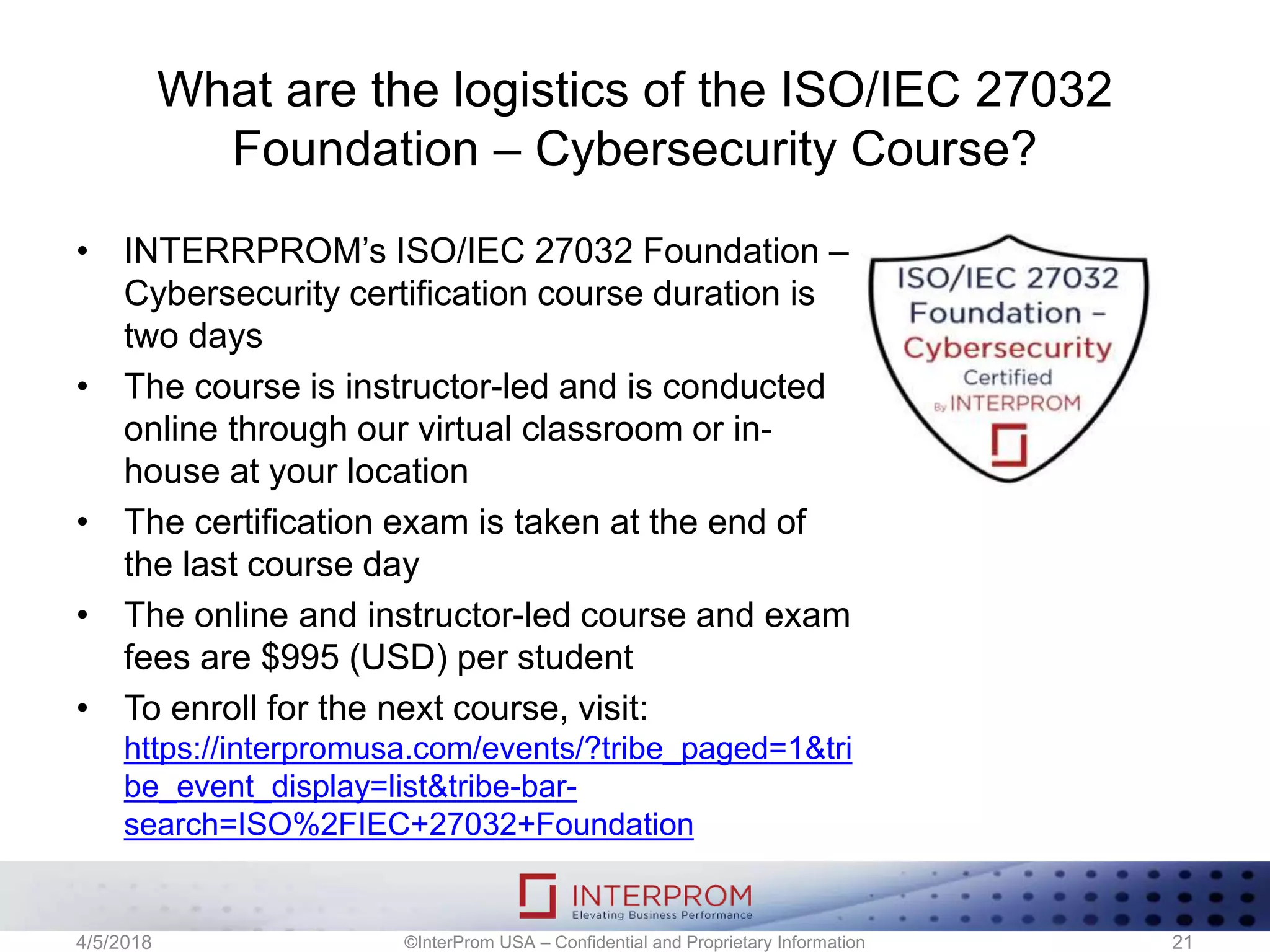 Iso iec 27032 foundation - cybersecurity training course | PPT