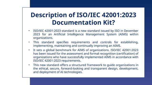 ISO IEC 42001 2023 Documentation Kit by Certification Consultancy | PPTX