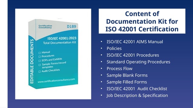 ISO IEC 42001 2023 Documentation Kit by Certification Consultancy | PPTX