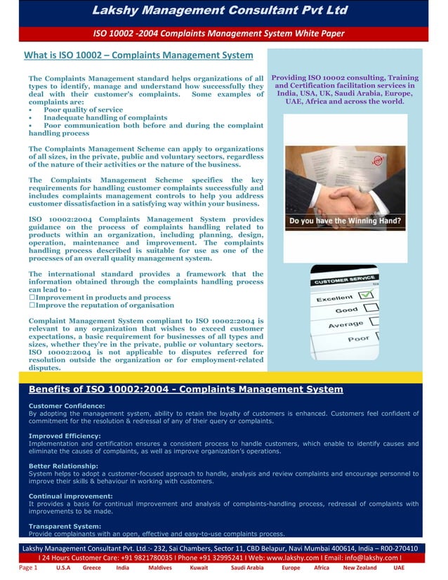 Iso 10002 white paper | PDF | Business Operations | Business