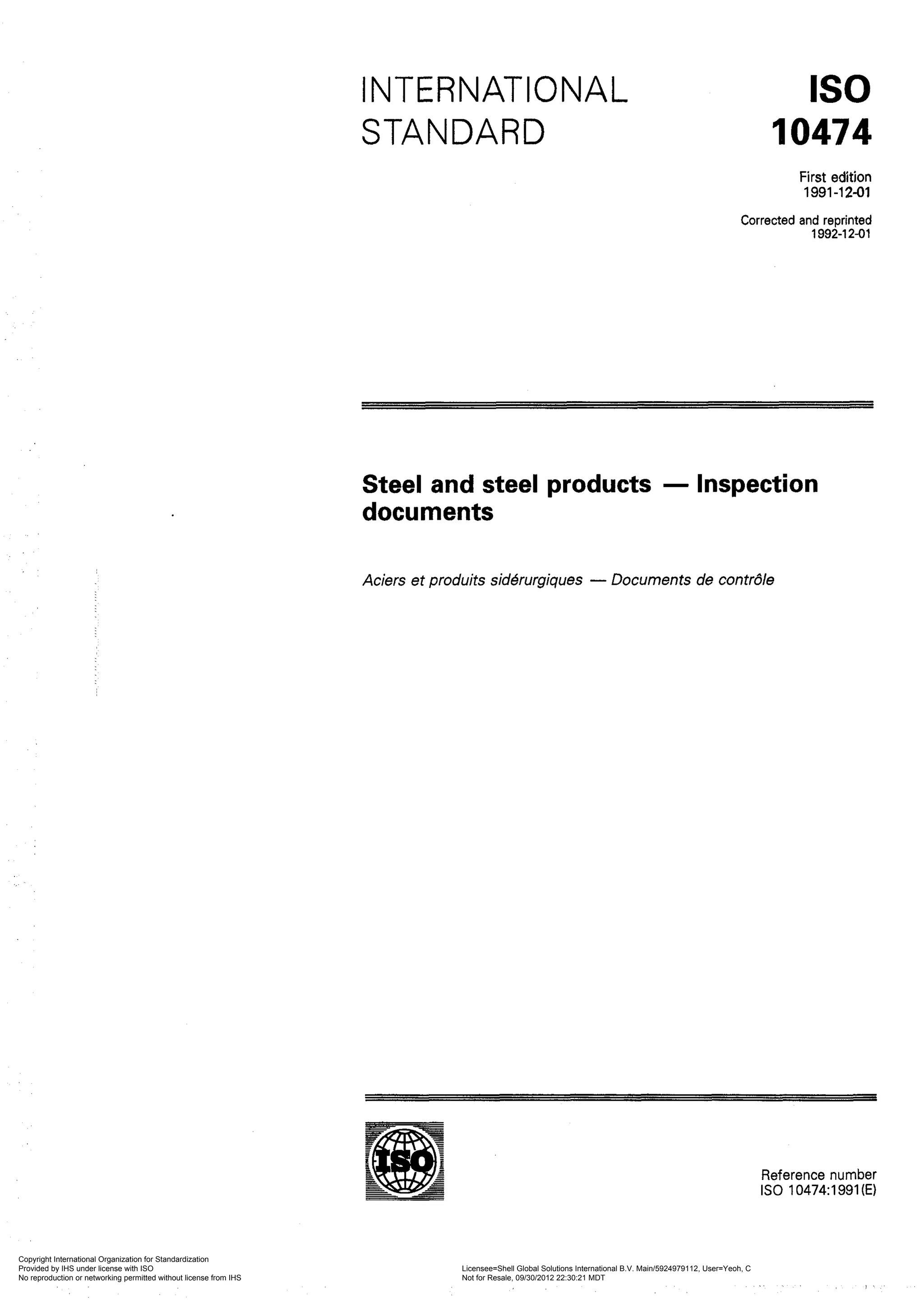 Iso 10474 steel and steel products - inspection documents | PDF