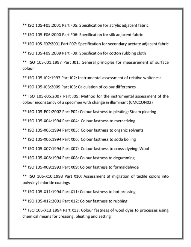 ISO methods From (1994-2017) | DOCX | Needlework | Arts and Crafts