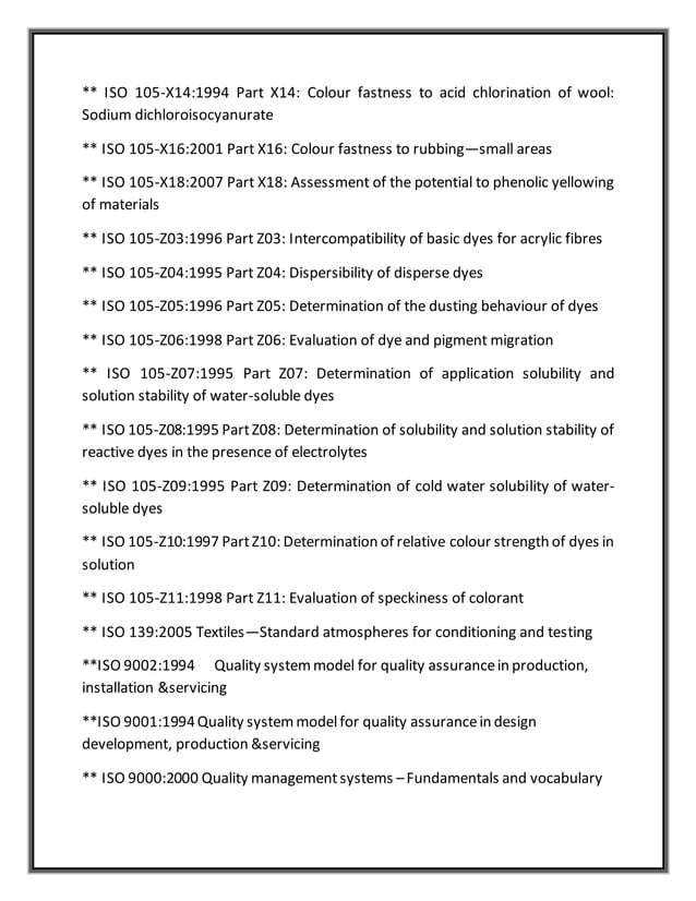 ISO methods From (1994-2017) | DOCX | Needlework | Arts and Crafts